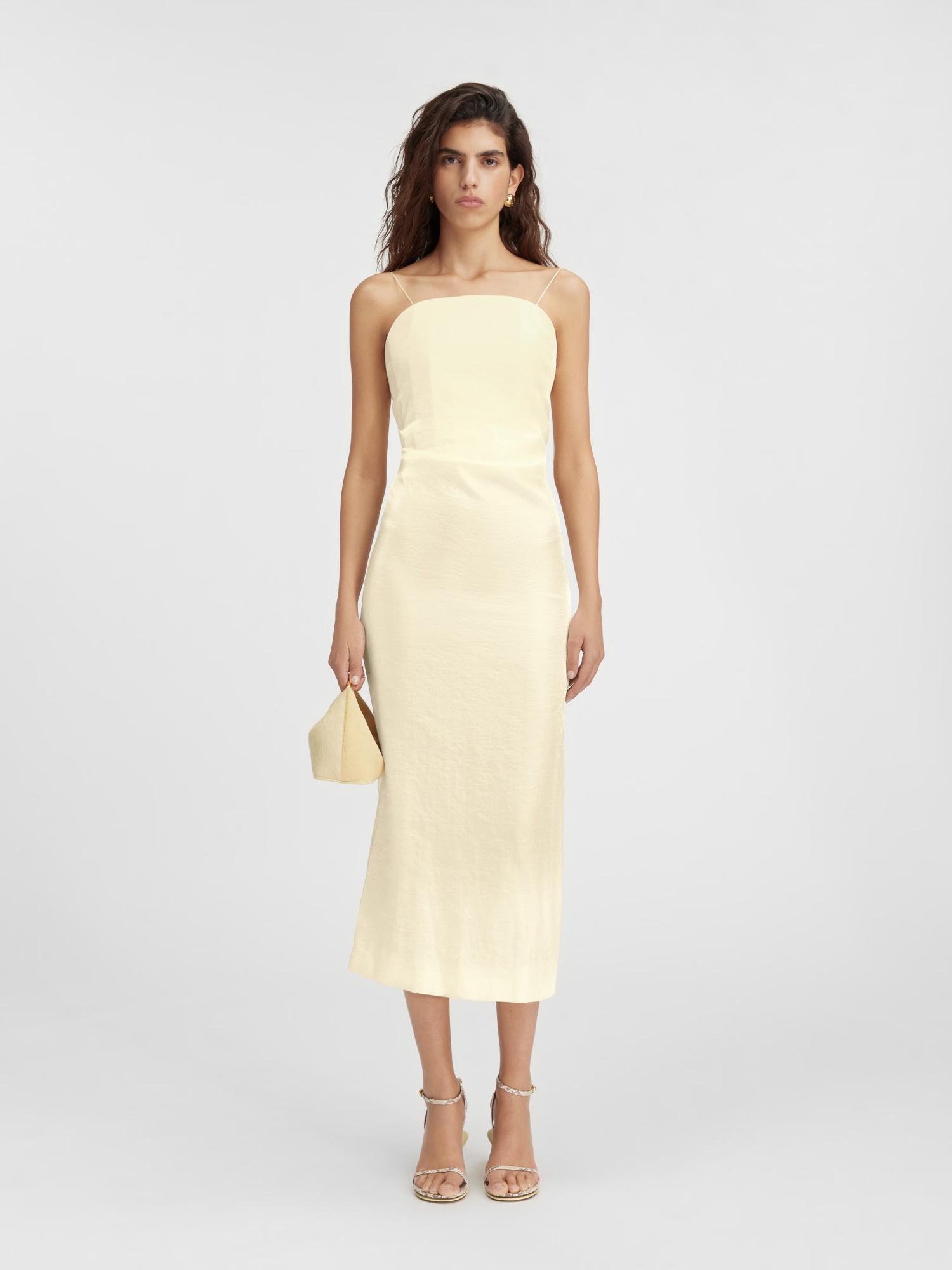 JACQUEMUS Jacquemus La Robe Carino Midi Dress with Spaghetti Straps and Slit Hem